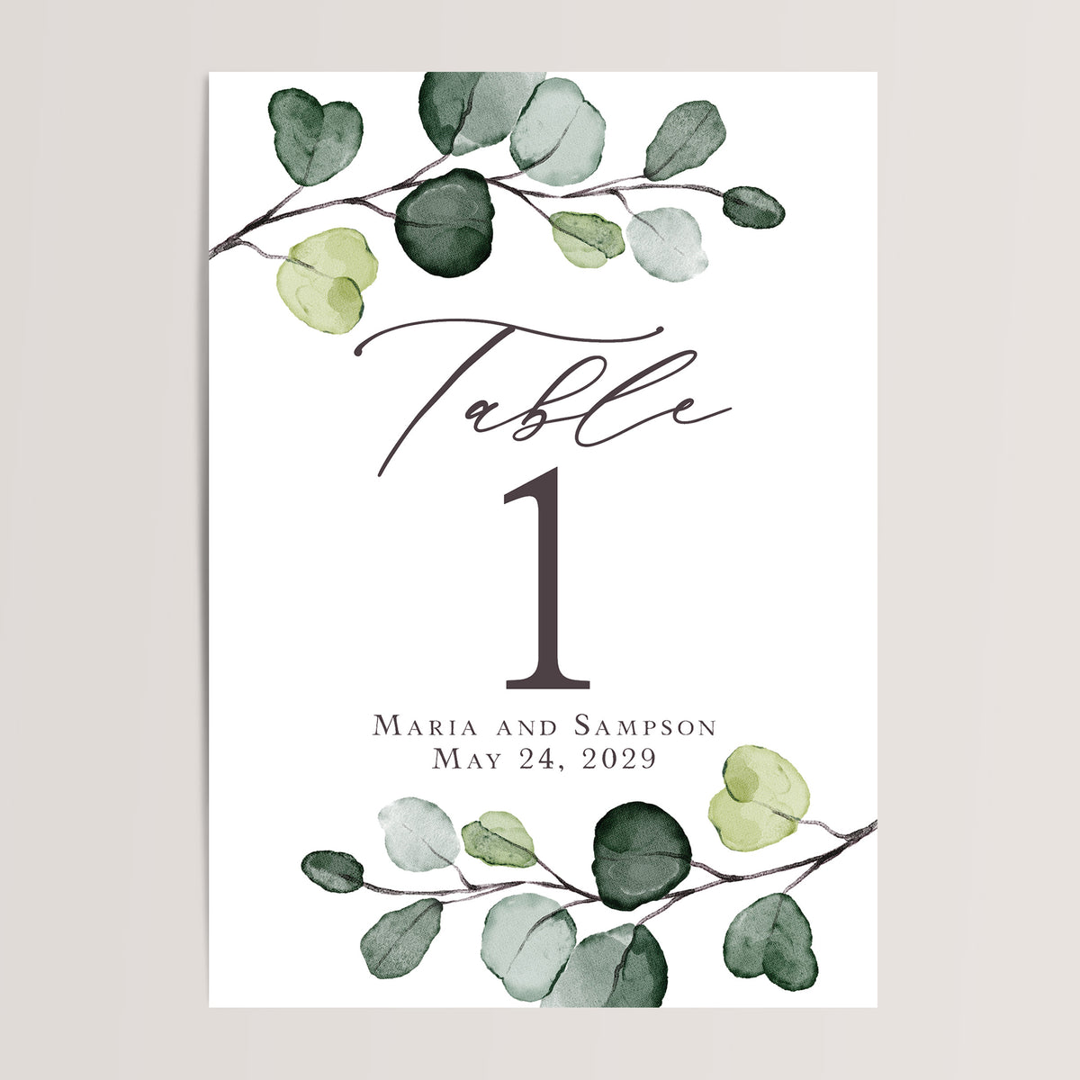 Eucalyptus Wedding Table Numbers – Olive Invites